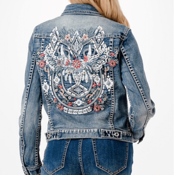 Grace in LA | Jackets & Coats | Nwt Grace In La Denim Embellished Denim ...